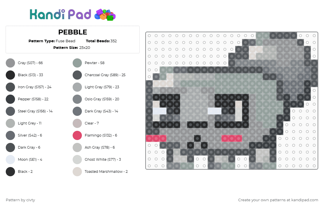 PEBBLE Fuse Bead Pattern - Kandi Pad | Kandi Patterns, Fuse Bead ...