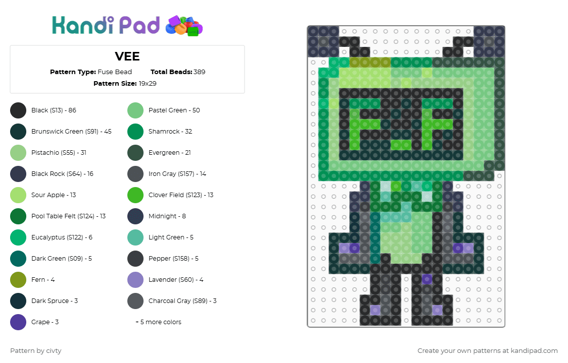 VEE Fuse Bead Pattern - Kandi Pad | Kandi Patterns, Fuse Bead Patterns ...