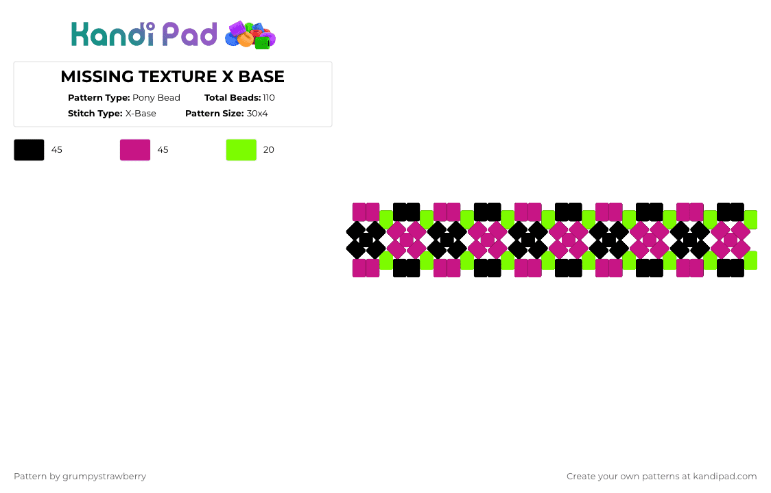 MISSING TEXTURE X BASE Pony Bead Pattern - Kandi Pad | Kandi Patterns ...