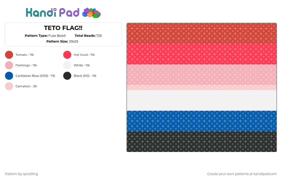 TETO FLAG!! Fuse Bead Pattern - Kandi Pad | Kandi Patterns, Fuse Bead ...