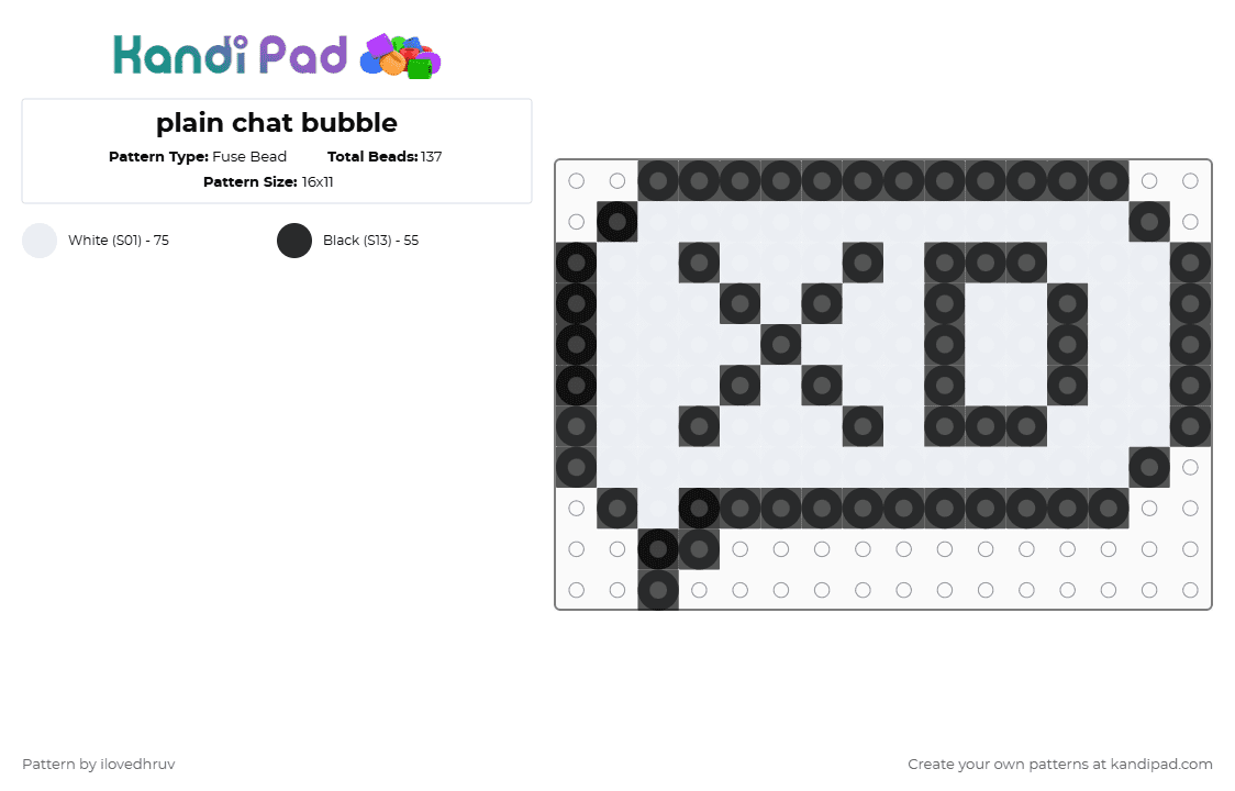 Plain chat bubble Fuse Bead Pattern - Kandi Pad | Kandi Patterns, Fuse ...