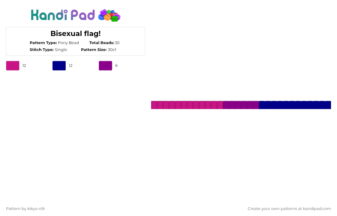 Bisexual flag! Pony Bead Pattern - Kandi Pad | Kandi Patterns, Fuse ...