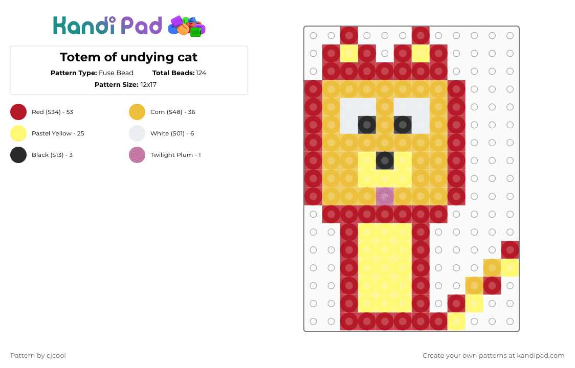 Totem of undying cat Fuse Bead Pattern - Kandi Pad | Kandi Patterns ...