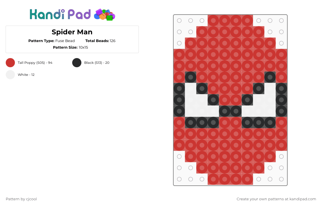 Spider Man Fuse Bead Pattern - Kandi Pad | Kandi Patterns, Fuse Bead ...