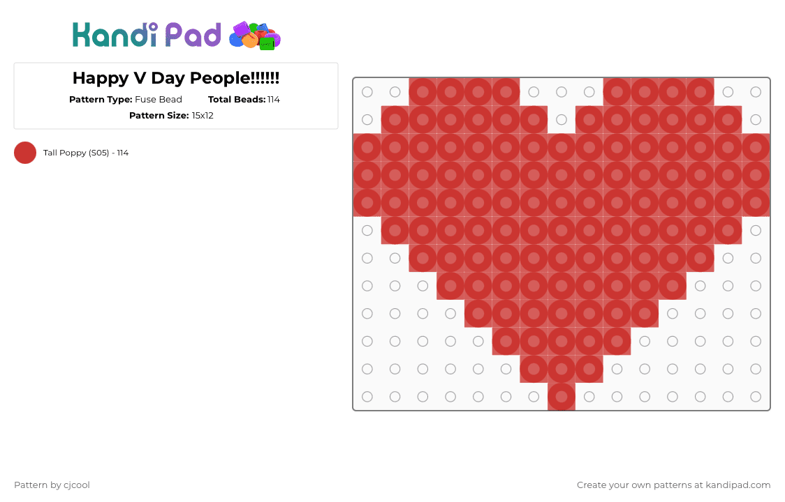 Happy V Day People!!!!!! Fuse Bead Pattern - Kandi Pad | Kandi Patterns ...