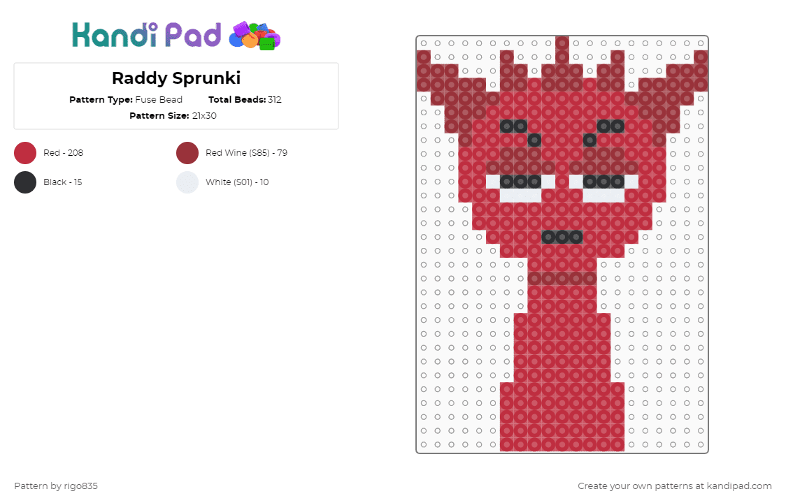 Raddy Sprunki Fuse Bead Pattern - Kandi Pad | Kandi Patterns, Fuse Bead ...
