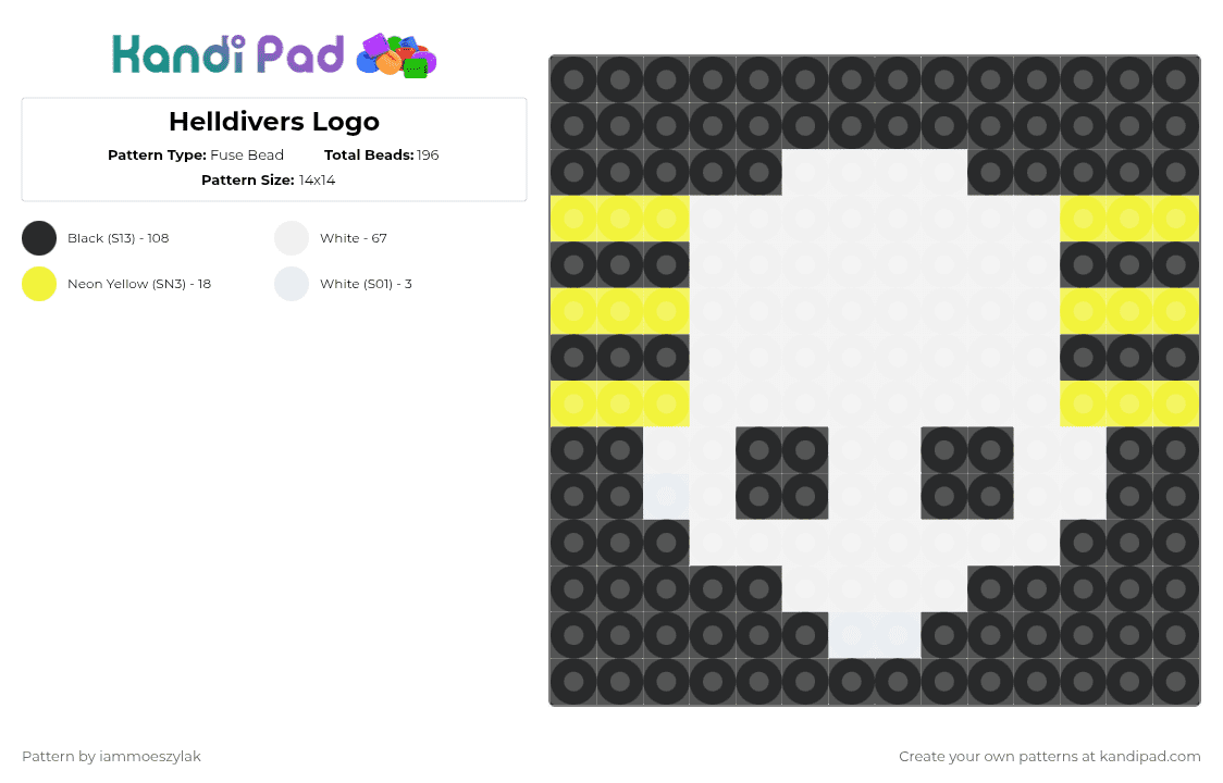 Helldivers Logo Fuse Bead Pattern - Kandi Pad | Kandi Patterns, Fuse ...