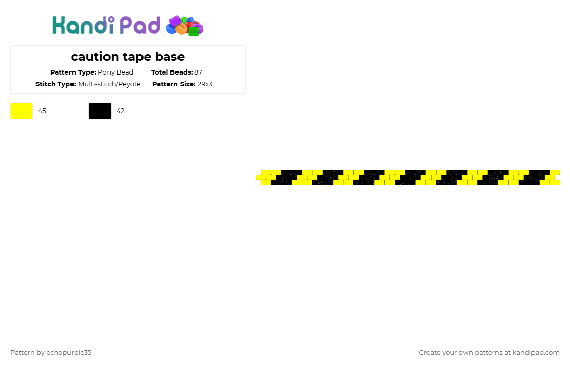 Caution tape base Pony Bead Pattern - Kandi Pad | Kandi Patterns, Fuse ...