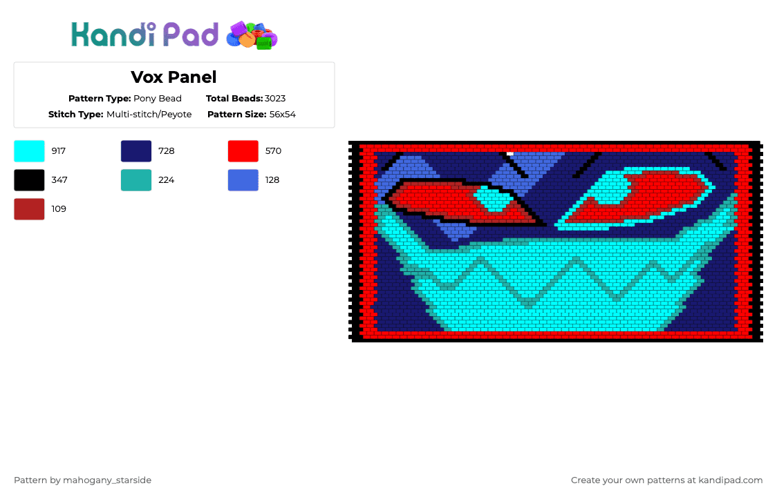 Vox Panel Pony Bead Pattern - Kandi Pad | Kandi Patterns, Fuse Bead ...