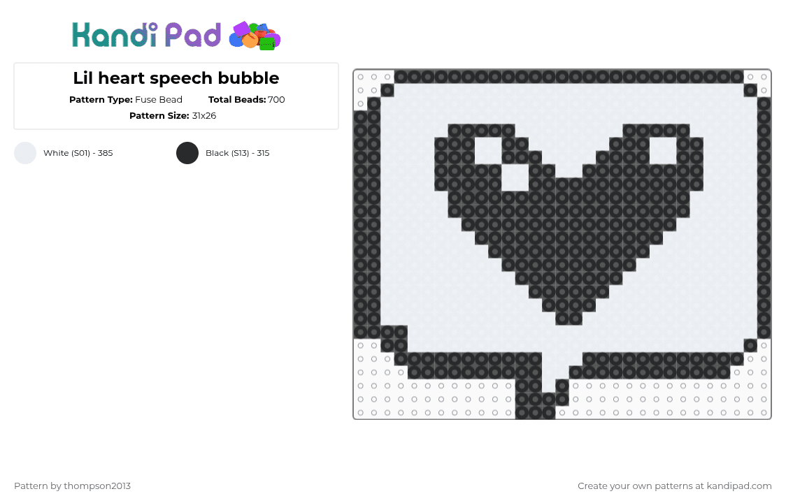 Lil heart speech bubble Fuse Bead Pattern - Kandi Pad | Kandi Patterns ...
