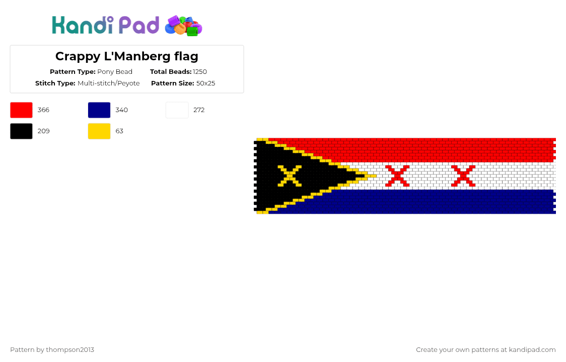 Crappy L'Manberg flag Pony Bead Pattern - Kandi Pad | Kandi Patterns ...