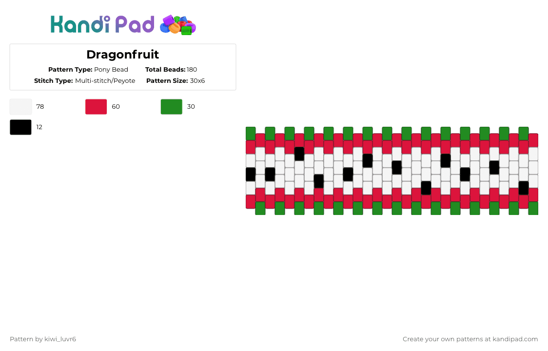 Dragonfruit Pony Bead Pattern - Kandi Pad | Kandi Patterns, Fuse Bead ...