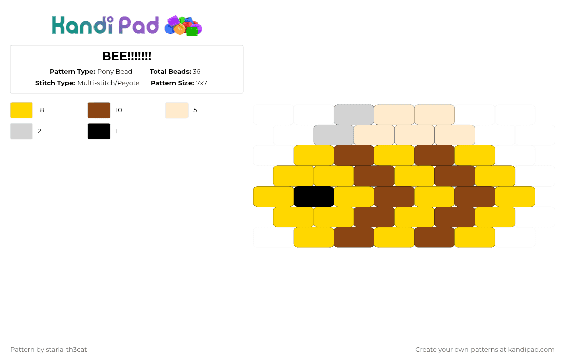 BEE!!!!!!! Pony Bead Pattern - Kandi Pad | Kandi Patterns, Fuse Bead ...