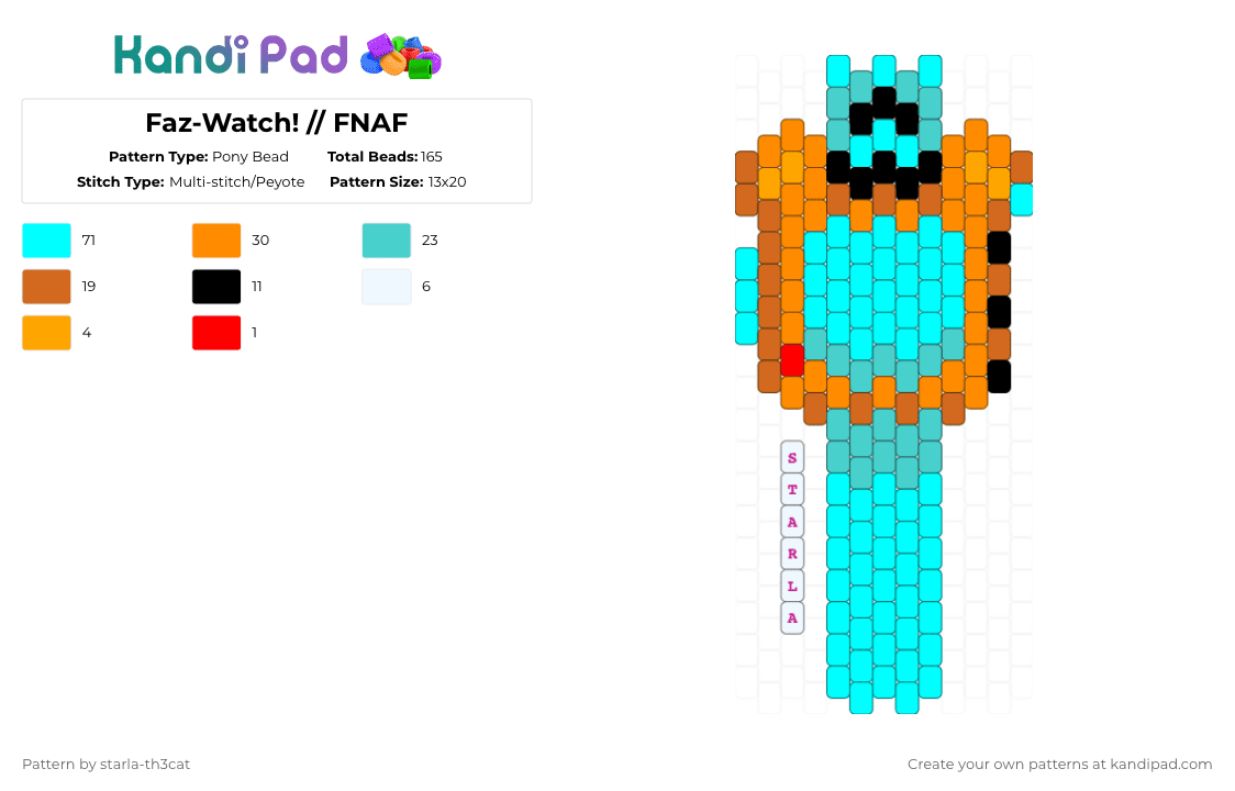 (DO NOT REPOST) Faz-Watch! // FNAF Pony Bead Pattern - Kandi Pad ...
