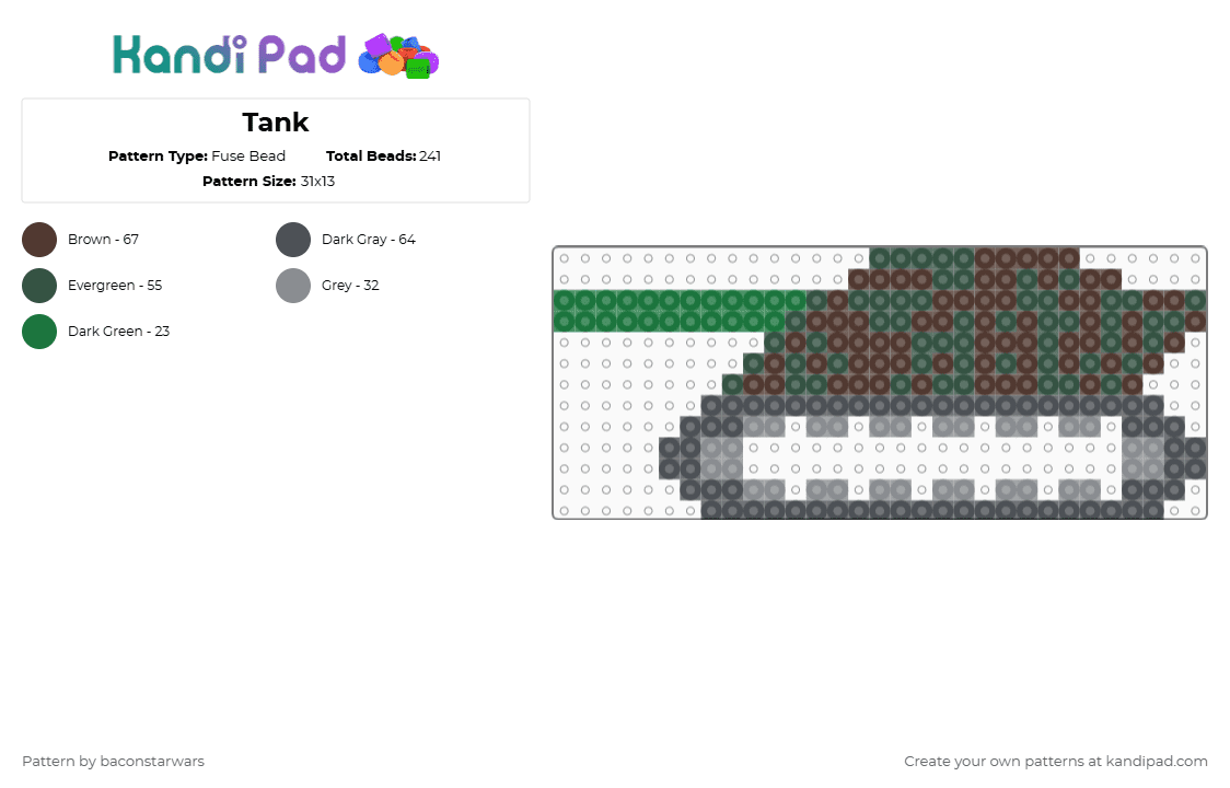 Tank Fuse Bead Pattern - Kandi Pad | Kandi Patterns, Fuse Bead Patterns ...