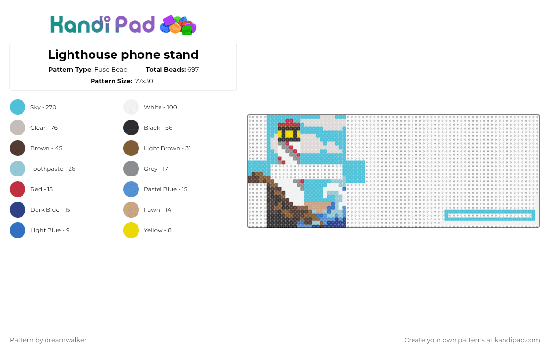Lighthouse phone stand Fuse Bead Pattern - Kandi Pad | Kandi Patterns ...