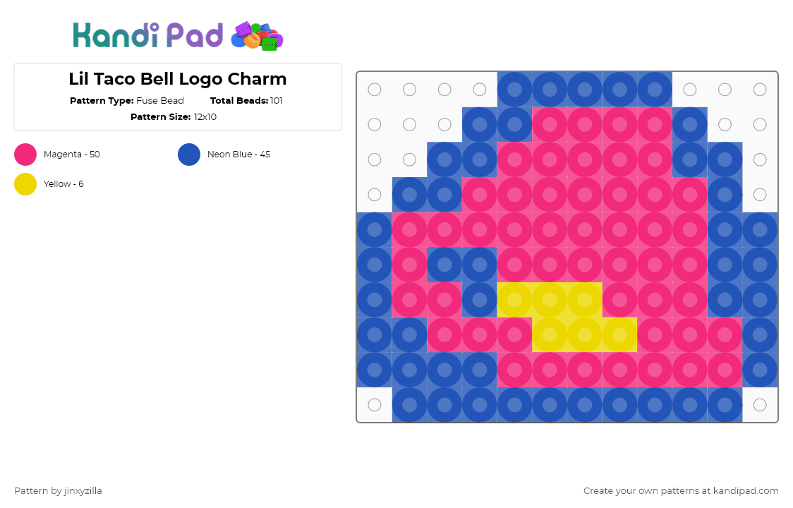 Lil Taco Bell Logo Charm - INVERTED Fuse Bead Pattern - Kandi Pad ...