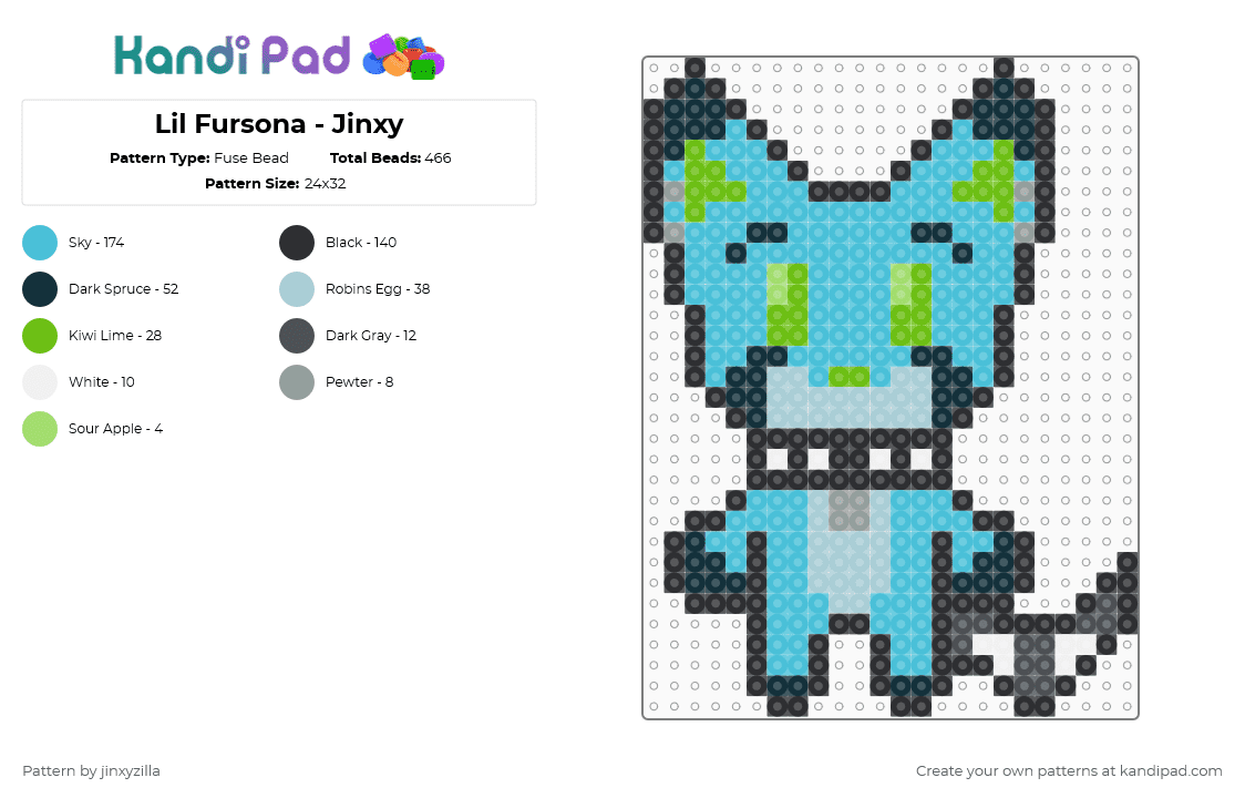 Lil Fursona - Jinxy Fuse Bead Pattern - Kandi Pad | Kandi Patterns ...