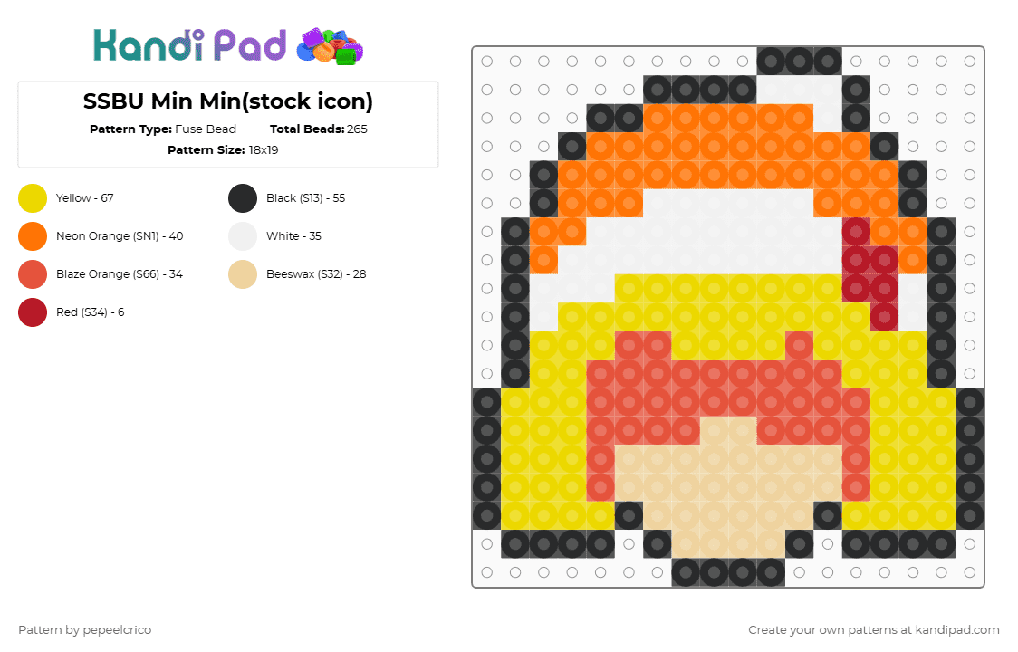 SSBU Min Min(stock icon) Fuse Bead Pattern - Kandi Pad | Kandi Patterns ...