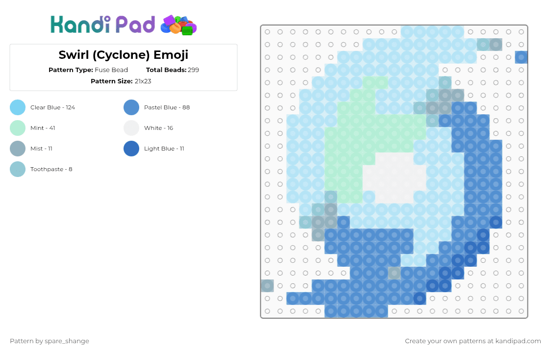 Swirl (Cyclone) Emoji Fuse Bead Pattern - Kandi Pad | Kandi Patterns ...