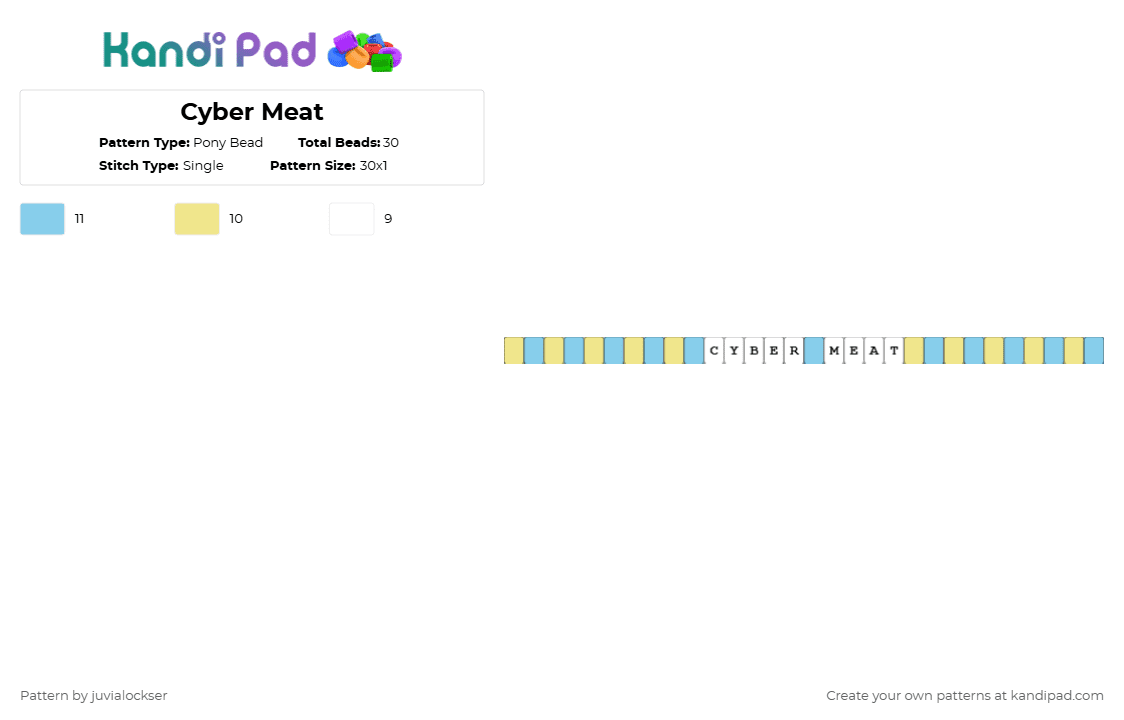 Cyber Meat Pony Bead Pattern - Kandi Pad | Kandi Patterns, Fuse Bead ...