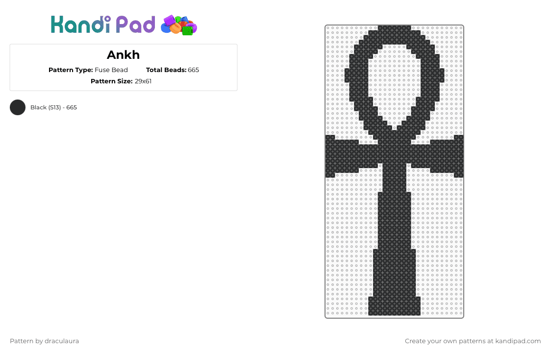Ankh Fuse Bead Pattern - Kandi Pad | Kandi Patterns, Fuse Bead Patterns ...