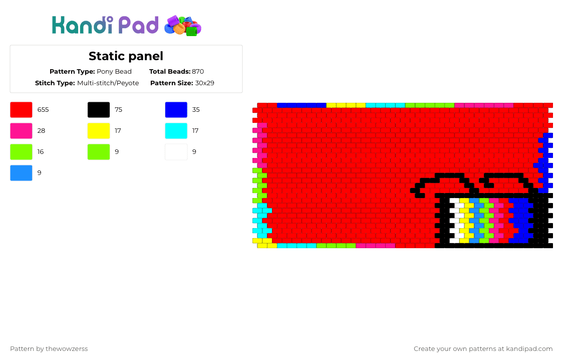 Static panel Pony Bead Pattern - Kandi Pad | Kandi Patterns, Fuse Bead ...