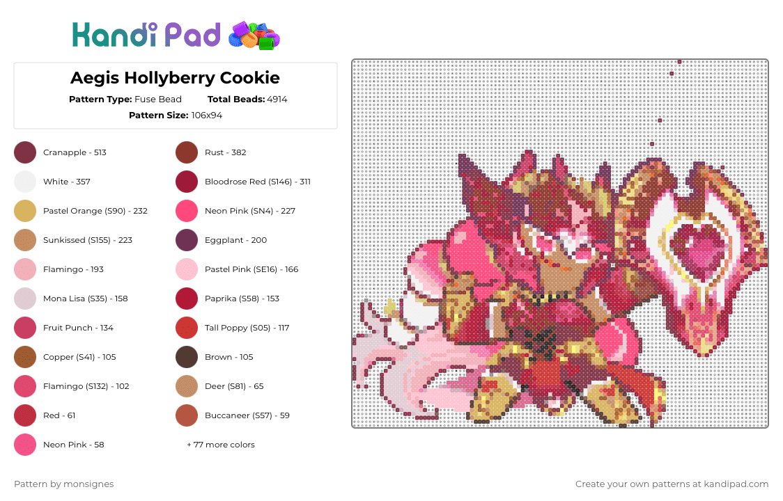 Aegis Hollyberry Cookie Fuse Bead Pattern - Kandi Pad | Kandi Patterns ...