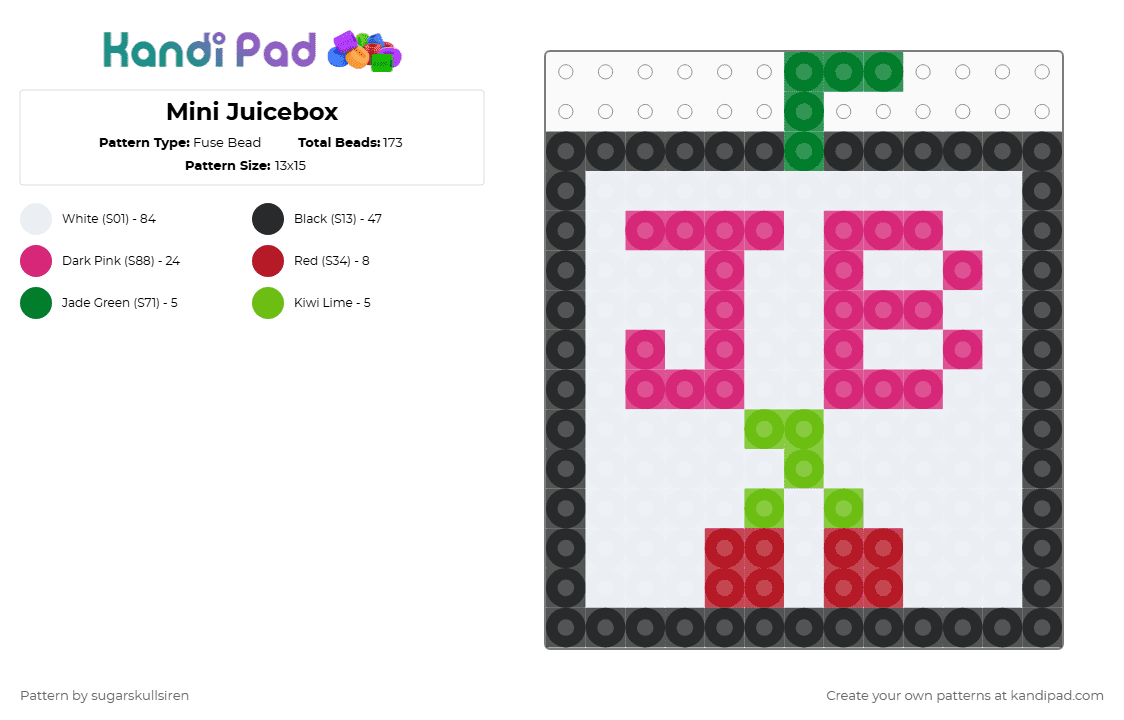 Mini Juicebox Fuse Bead Pattern - Kandi Pad | Kandi Patterns, Fuse Bead ...