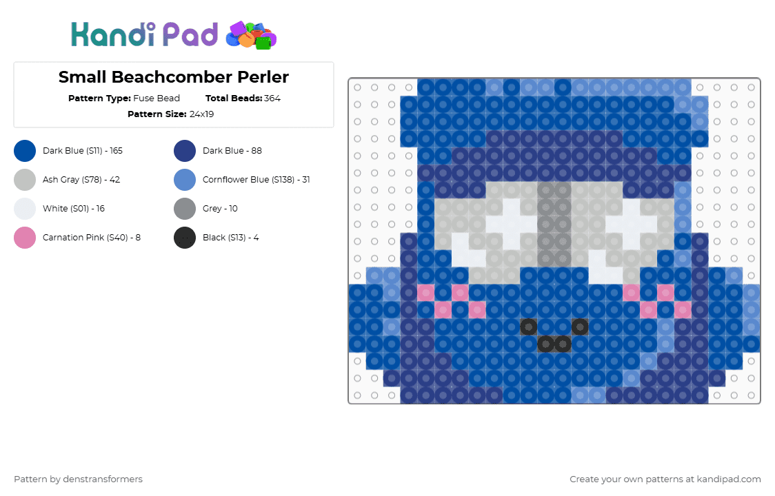 Small Beachcomber Perler Fuse Bead Pattern - Kandi Pad | Kandi Patterns ...