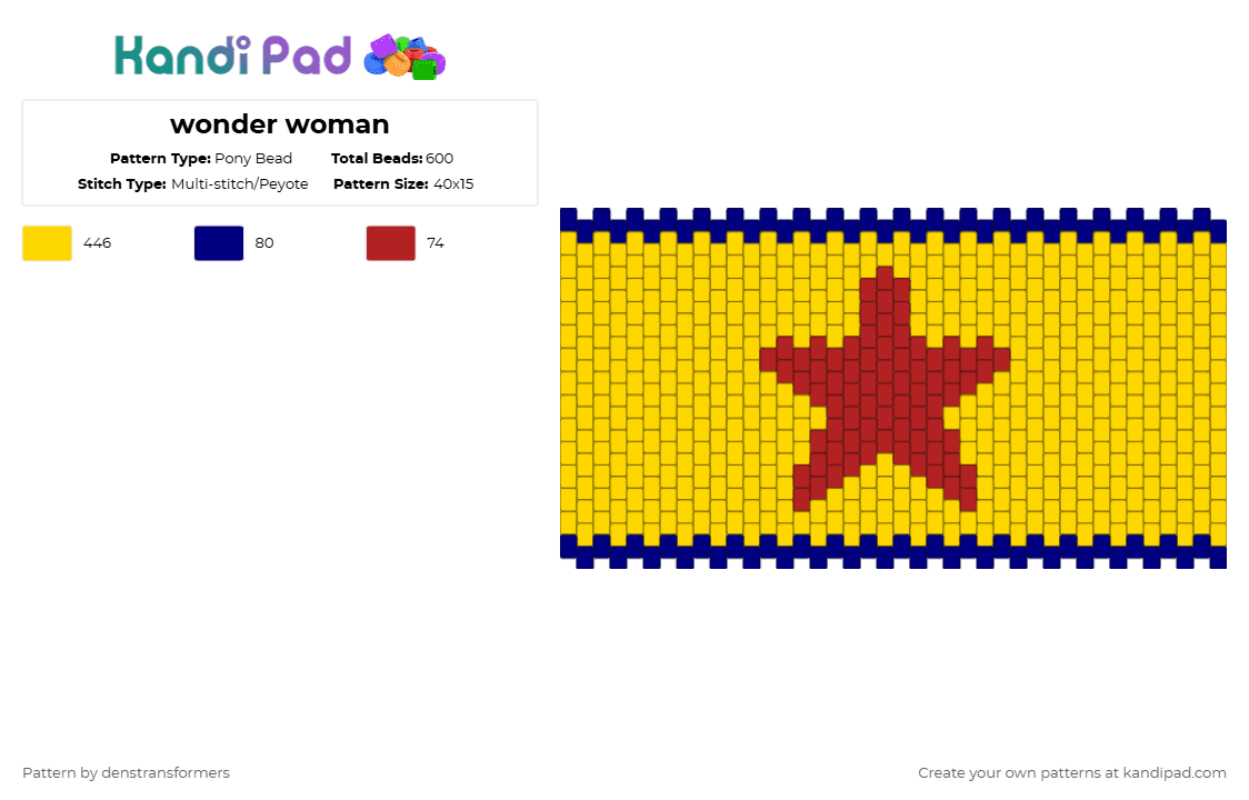 Wonder woman Pony Bead Pattern - Kandi Pad | Kandi Patterns, Fuse Bead ...
