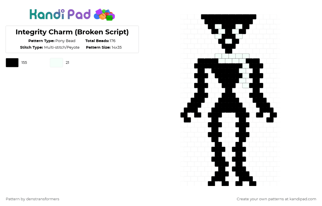 Integrity Charm (Broken Script) Pony Bead Pattern - Kandi Pad | Kandi ...