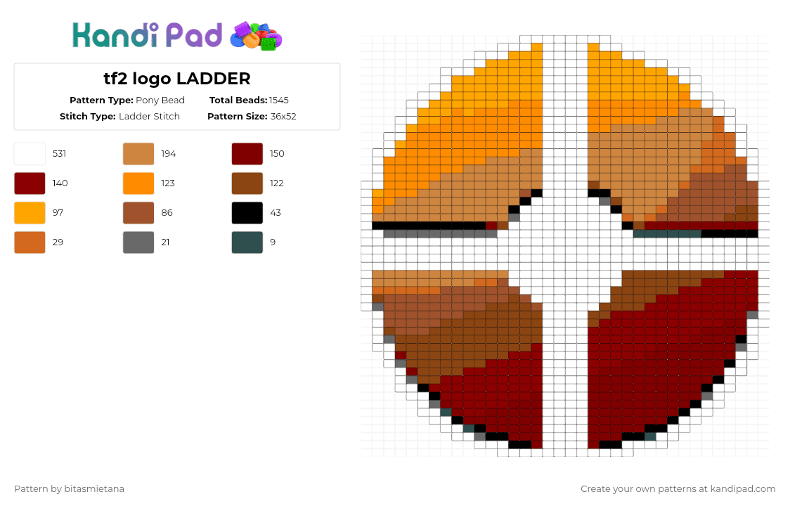 Tf2 logo LADDER Pony Bead Pattern - Kandi Pad | Kandi Patterns, Fuse ...