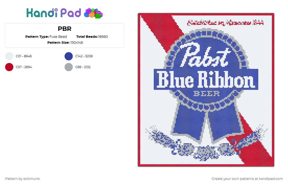 PBR Fuse Bead Pattern - Kandi Pad | Kandi Patterns, Fuse Bead Patterns ...