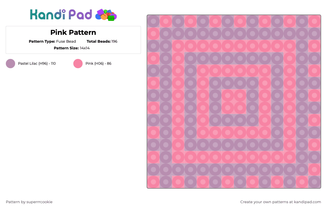 Pink Pattern Fuse Bead Pattern - Kandi Pad | Kandi Patterns, Fuse Bead ...