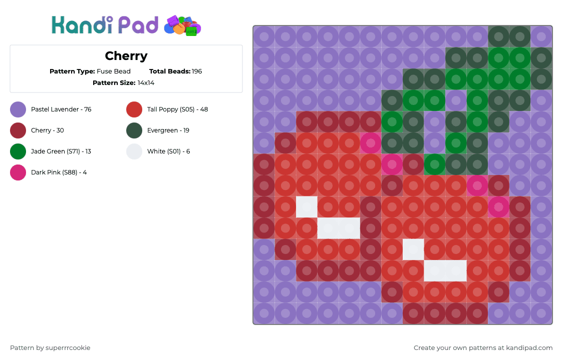 Cherry Fuse Bead Pattern - Kandi Pad | Kandi Patterns, Fuse Bead ...