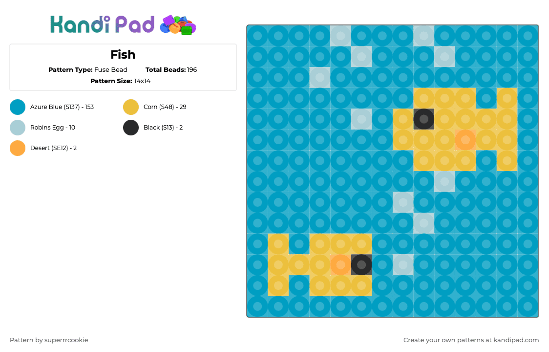 Fish Fuse Bead Pattern - Kandi Pad | Kandi Patterns, Fuse Bead Patterns ...