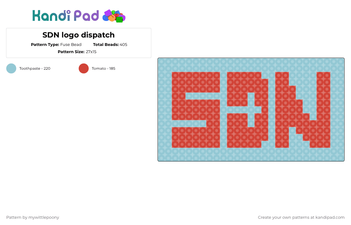 SDN logo dispatch Fuse Bead Pattern - Kandi Pad | Kandi Patterns, Fuse ...