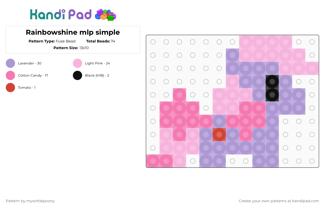 Rainbowshine mlp simple Fuse Bead Pattern - Kandi Pad | Kandi Patterns ...