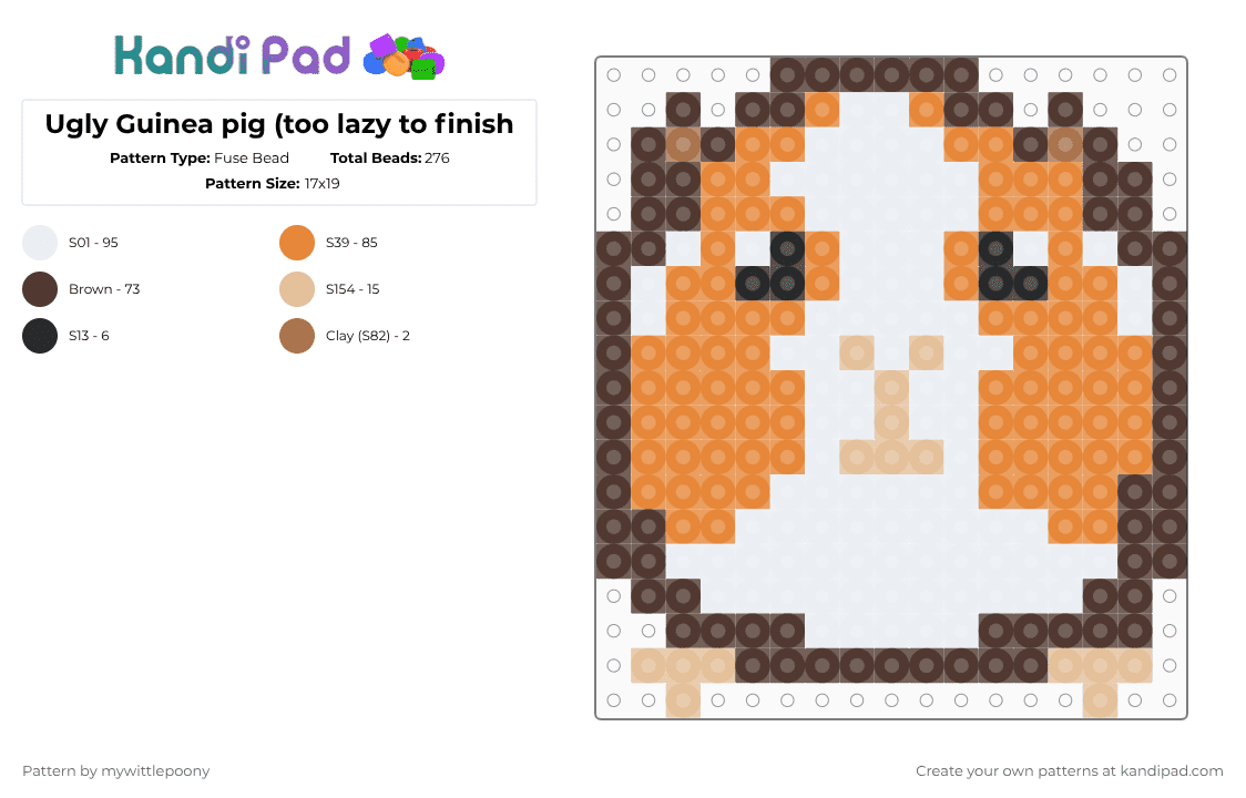 Ugly Guinea pig (too lazy to finish Fuse Bead Pattern - Kandi Pad ...