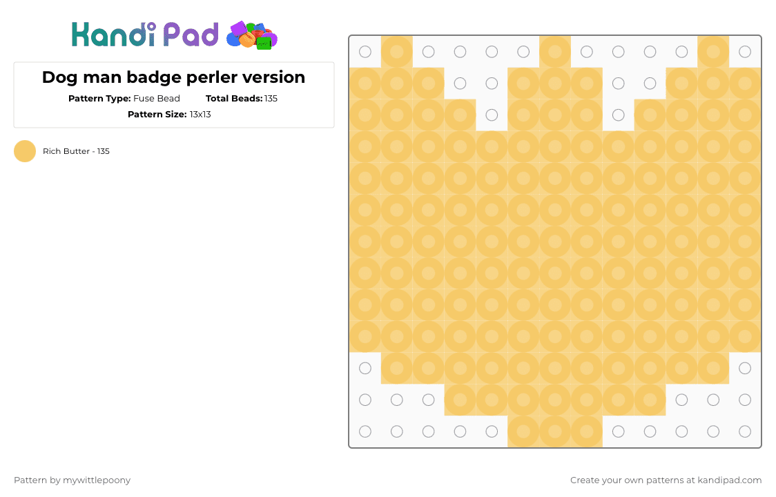 Dog man badge perler version Fuse Bead Pattern - Kandi Pad | Kandi ...