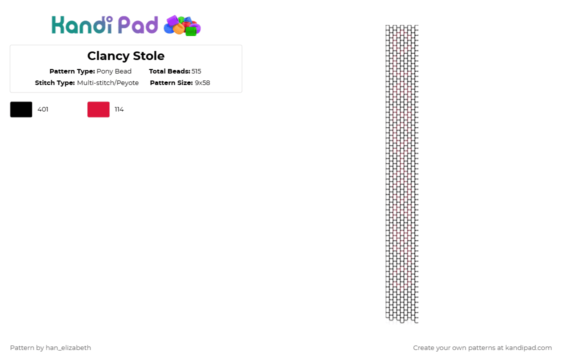 Clancy Stole Pony Bead Pattern - Kandi Pad | Kandi Patterns, Fuse Bead ...