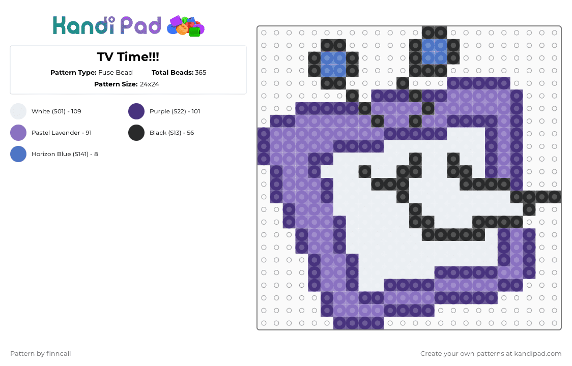 TV Time!!! Fuse Bead Pattern - Kandi Pad | Kandi Patterns, Fuse Bead ...