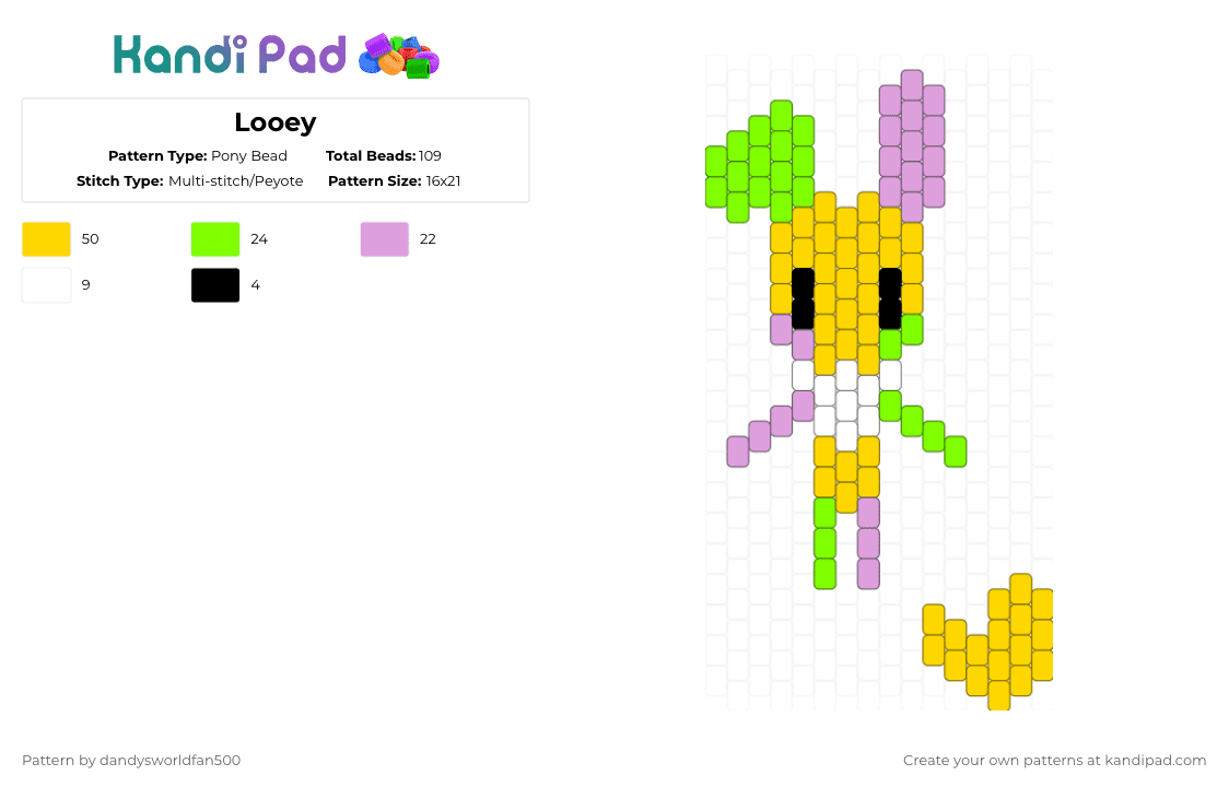 Looey Pony Bead Pattern - Kandi Pad | Kandi Patterns, Fuse Bead ...