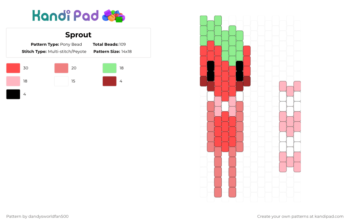 Sprout Pony Bead Pattern - Kandi Pad | Kandi Patterns, Fuse Bead ...