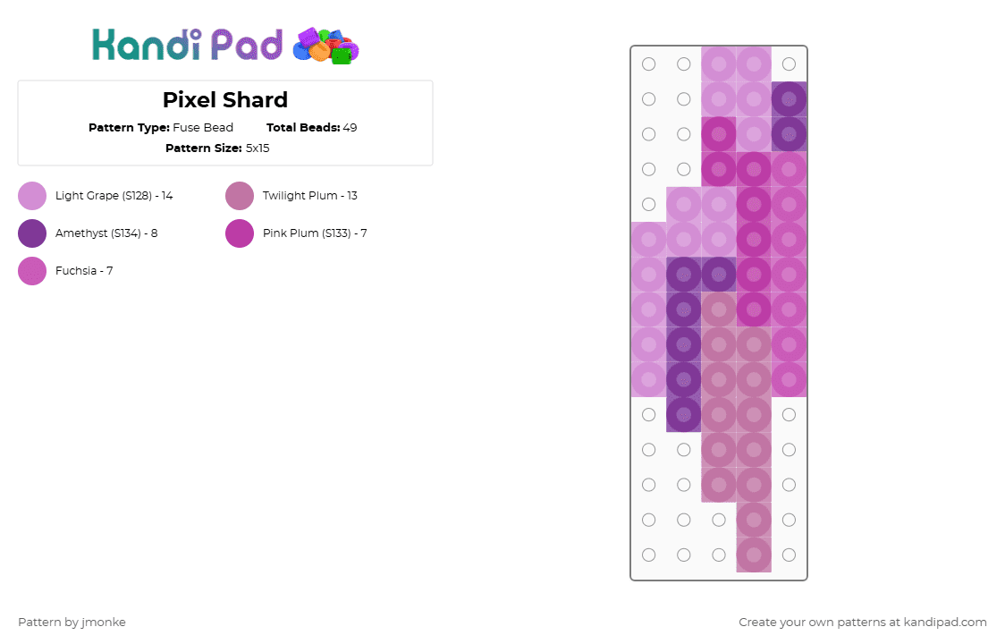 Pixel Shard Fuse Bead Pattern - Kandi Pad | Kandi Patterns, Fuse Bead ...