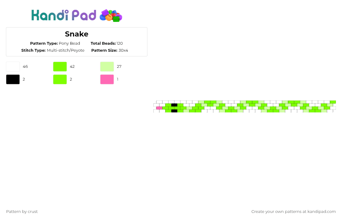Snake Pony Bead Pattern - Kandi Pad | Kandi Patterns, Fuse Bead ...