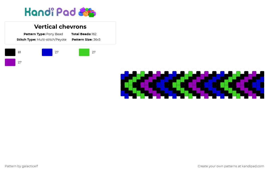 Vertical chevrons Pony Bead Pattern - Kandi Pad | Kandi Patterns, Fuse ...