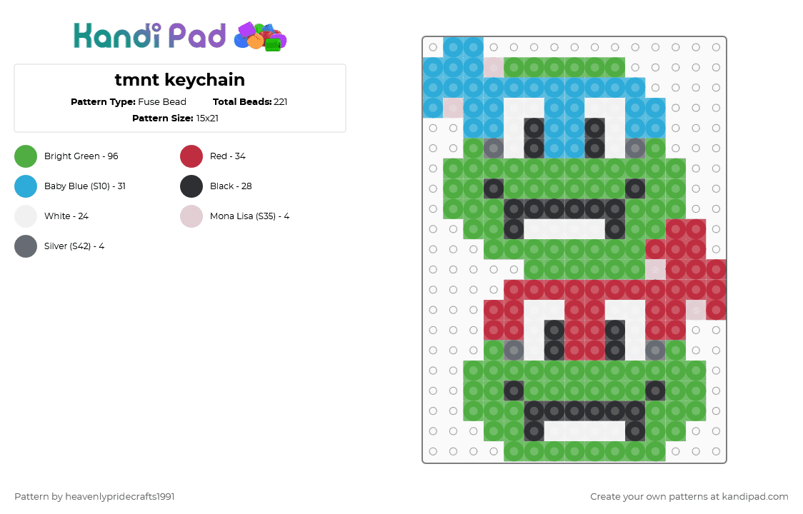 Tmnt keychain Fuse Bead Pattern - Kandi Pad | Kandi Patterns, Fuse Bead ...