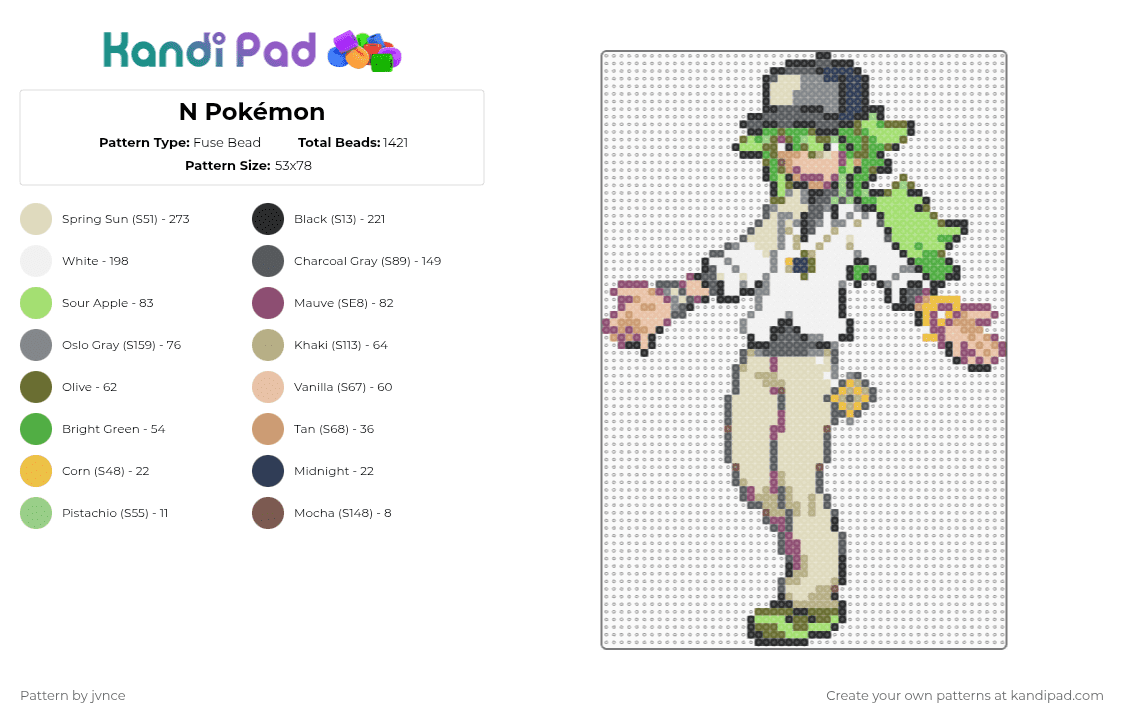 N Pokémon Fuse Bead Pattern - Kandi Pad | Kandi Patterns, Fuse Bead ...